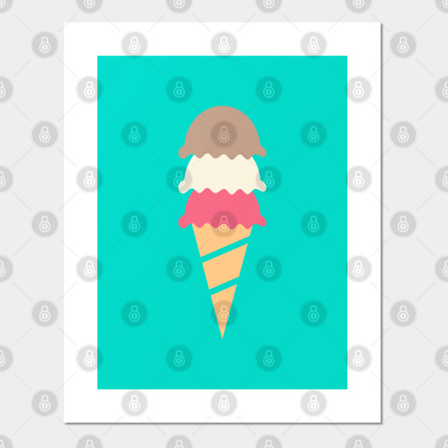 Neopolitan Three Scoop Ice Cream Cone Ice Cream Posters And Art